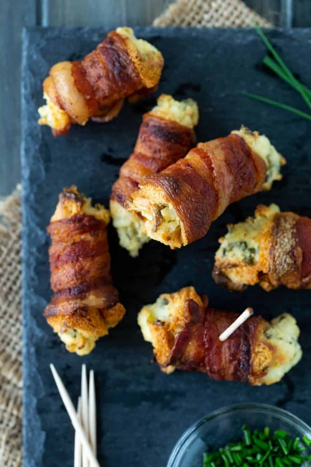 Easy Bacon Bites (with cream cheese & chives) - Garnish with Lemon