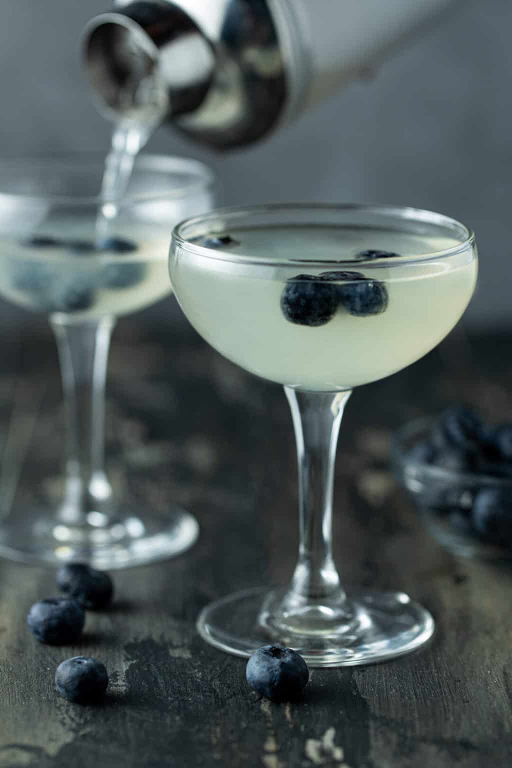 Easy Blueberry Martini (with Elderflower Liqueur!) - Garnish with Lemon