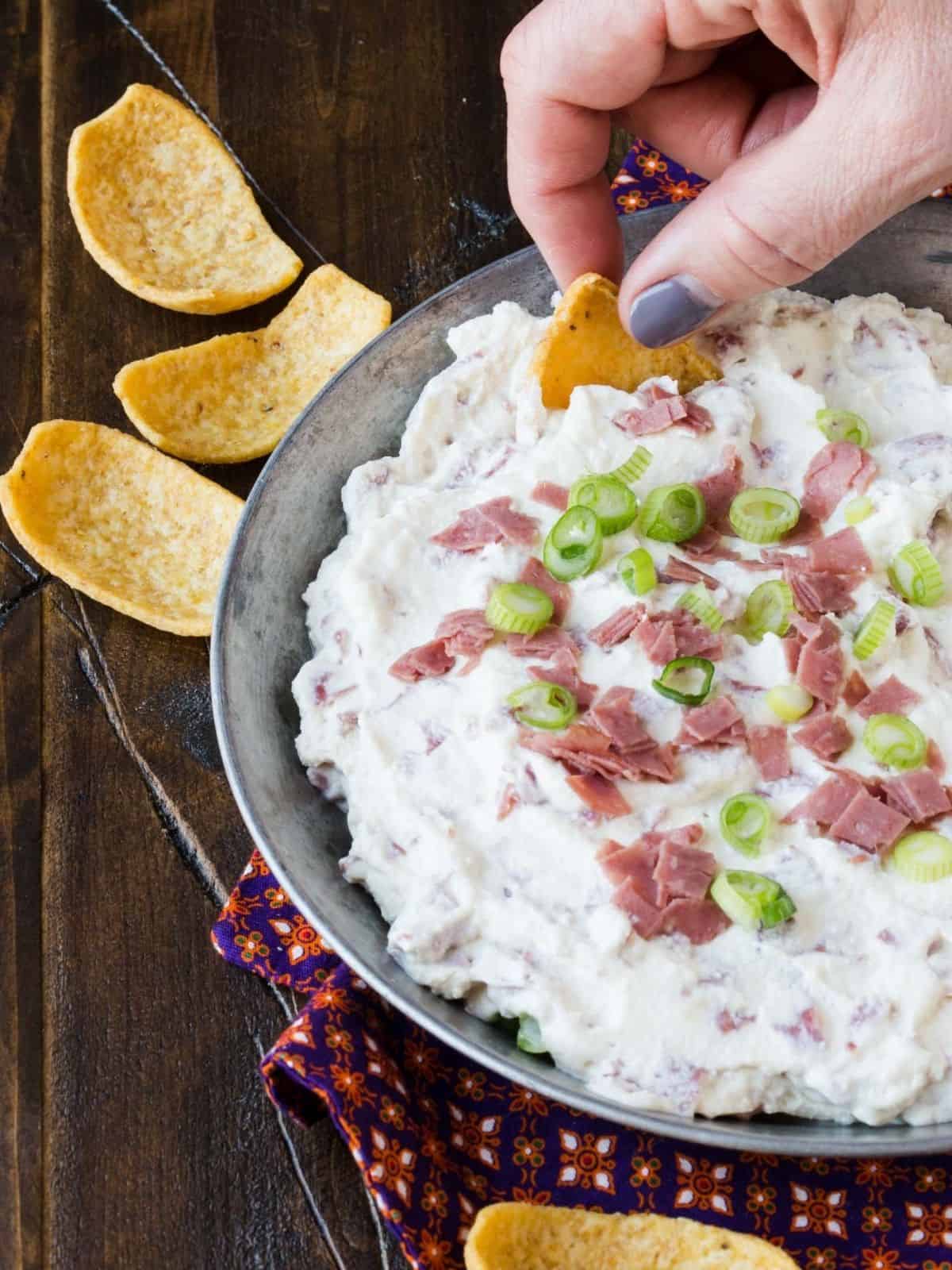 Chipped Beef Dip - Garnish with Lemon