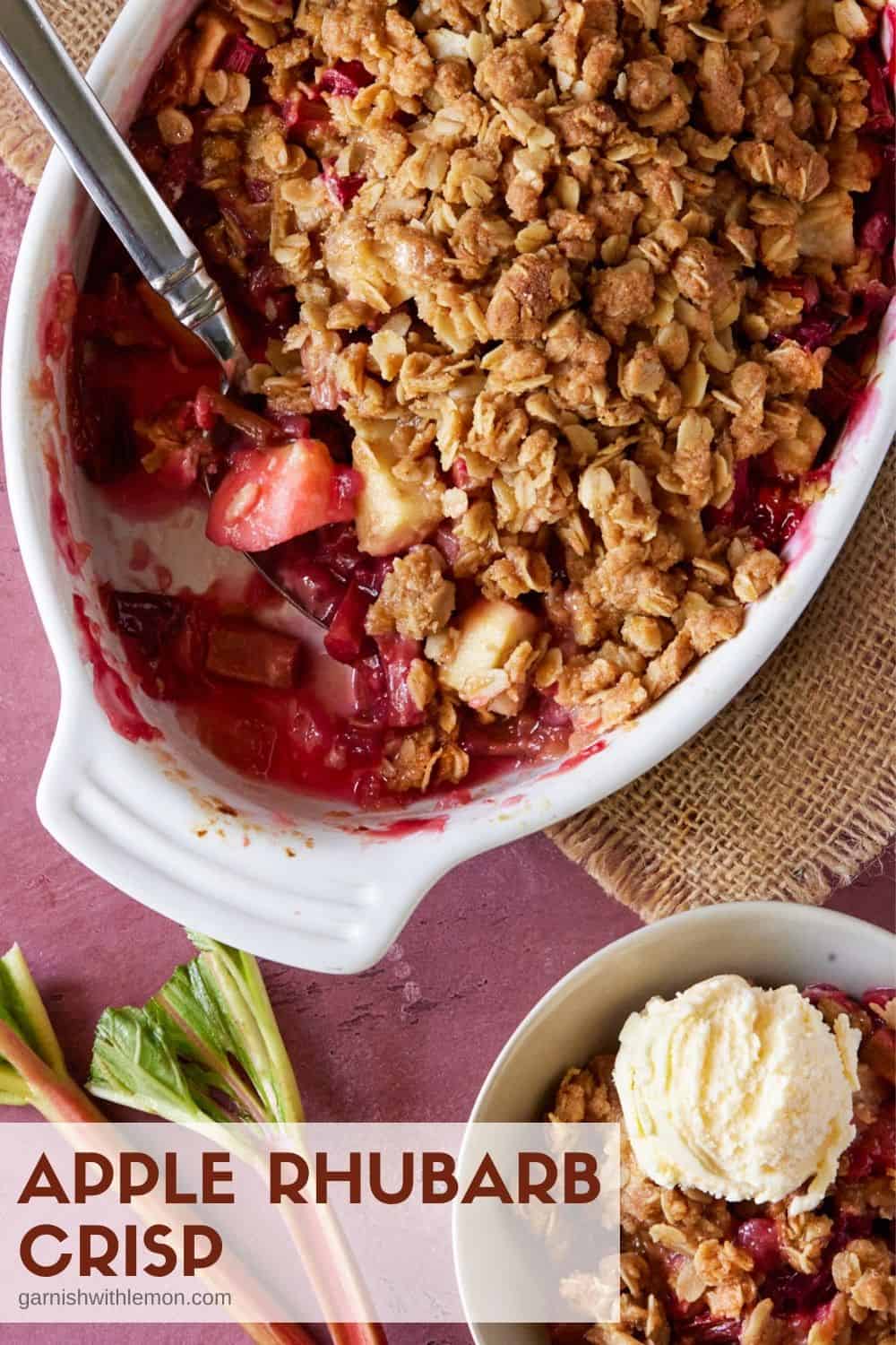 Easy Apple Rhubarb Crisp - Garnish with Lemon