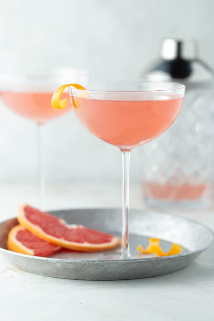 Grapefruit Martini -(made with gin or vodka) Garnish with Lemon