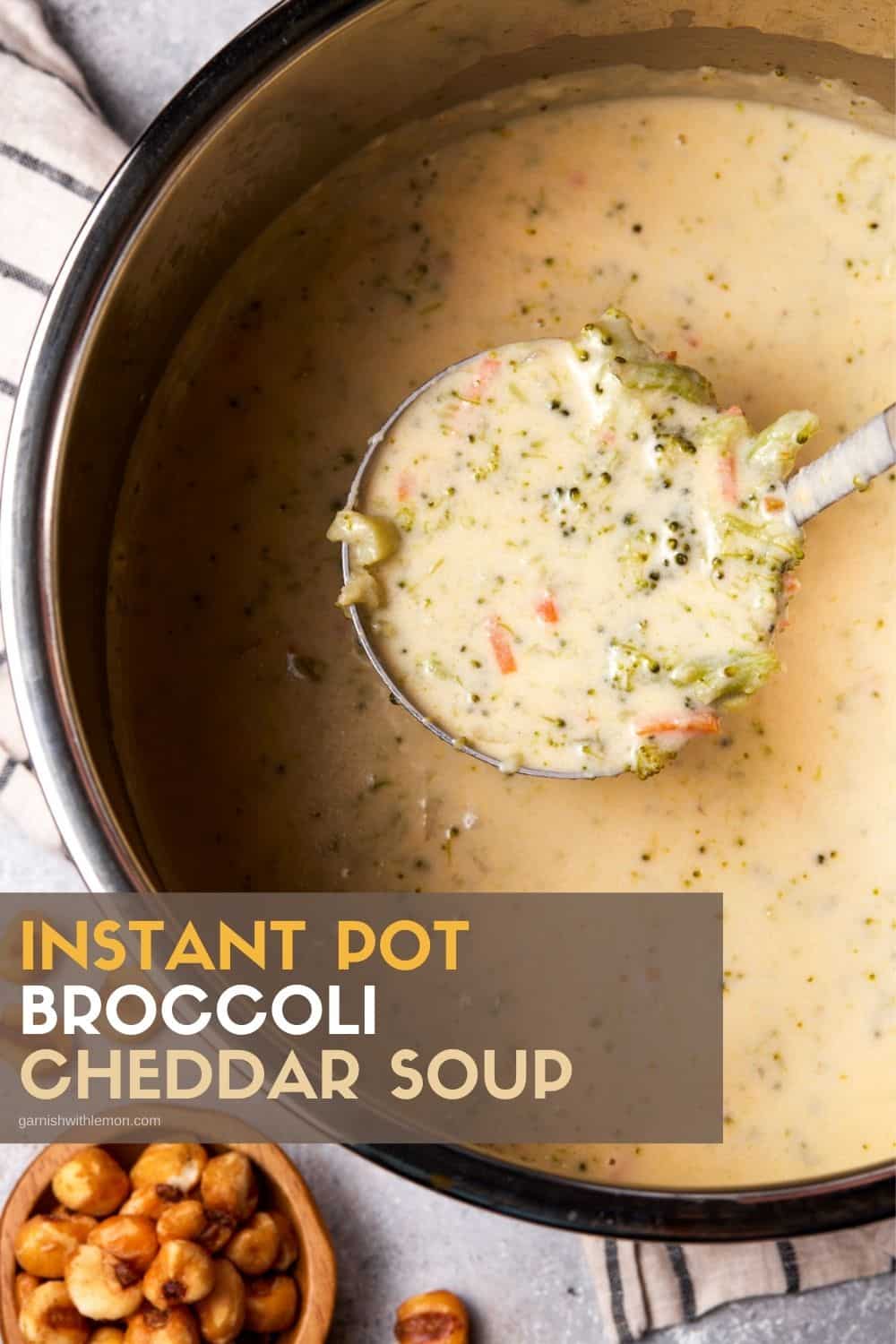 Instant Pot Broccoli Cheddar Soup - Garnish with Lemon