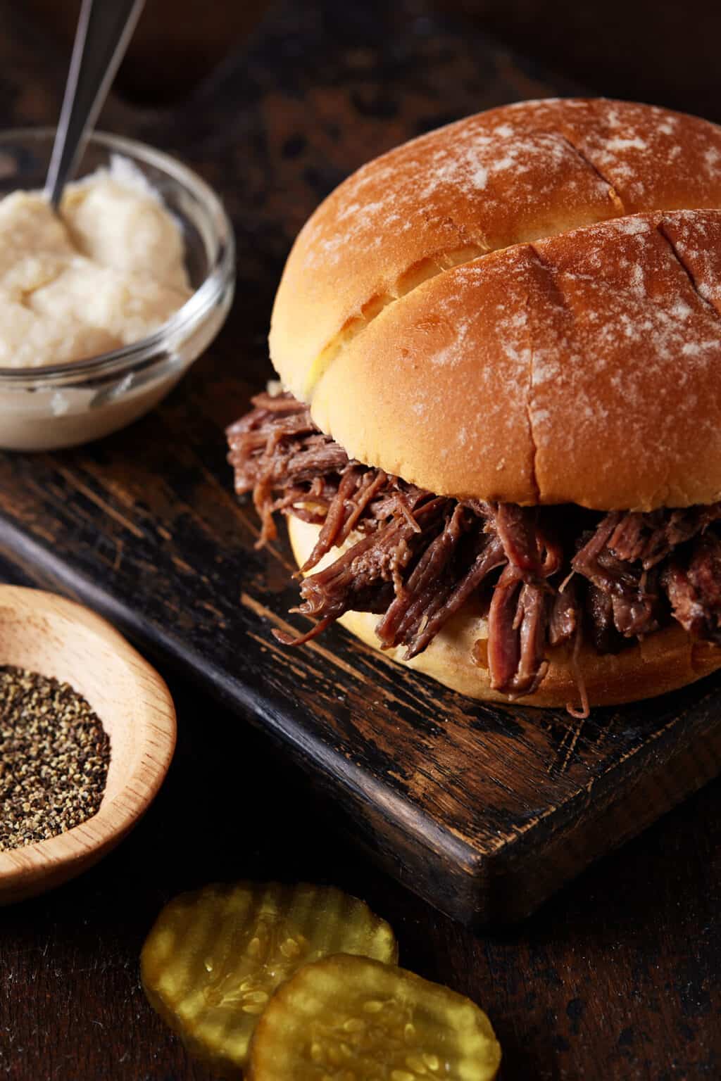 Slow Cooker Pulled Beef - Garnish with Lemon