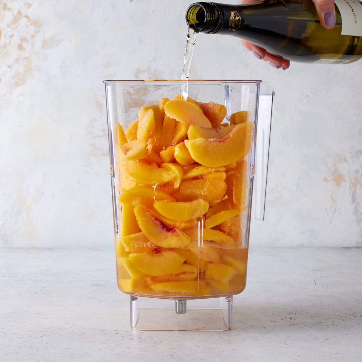 Peach Wine Slushies - Garnish with Lemon