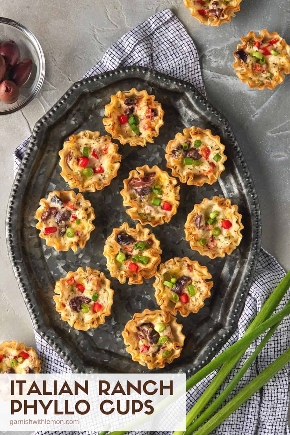 Italian Ranch Phyllo Cups - Garnish with Lemon