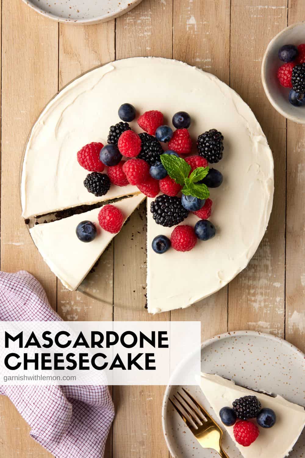 No Bake Mascarpone Cheesecake - Garnish with Lemon