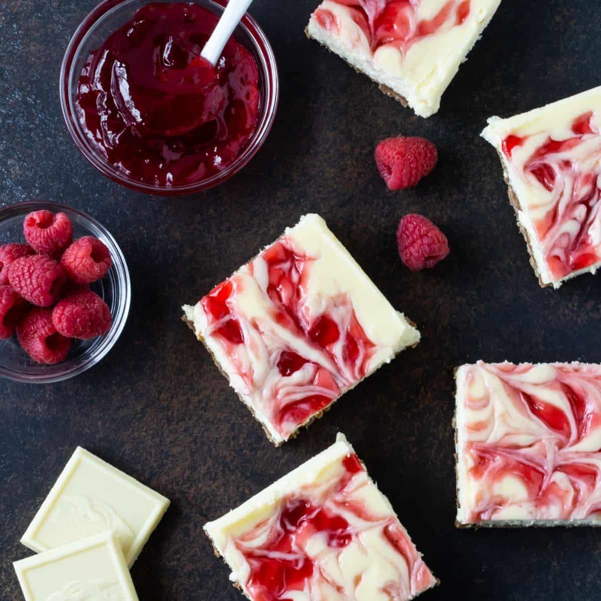 White Chocolate Raspberry Cheesecake Bars