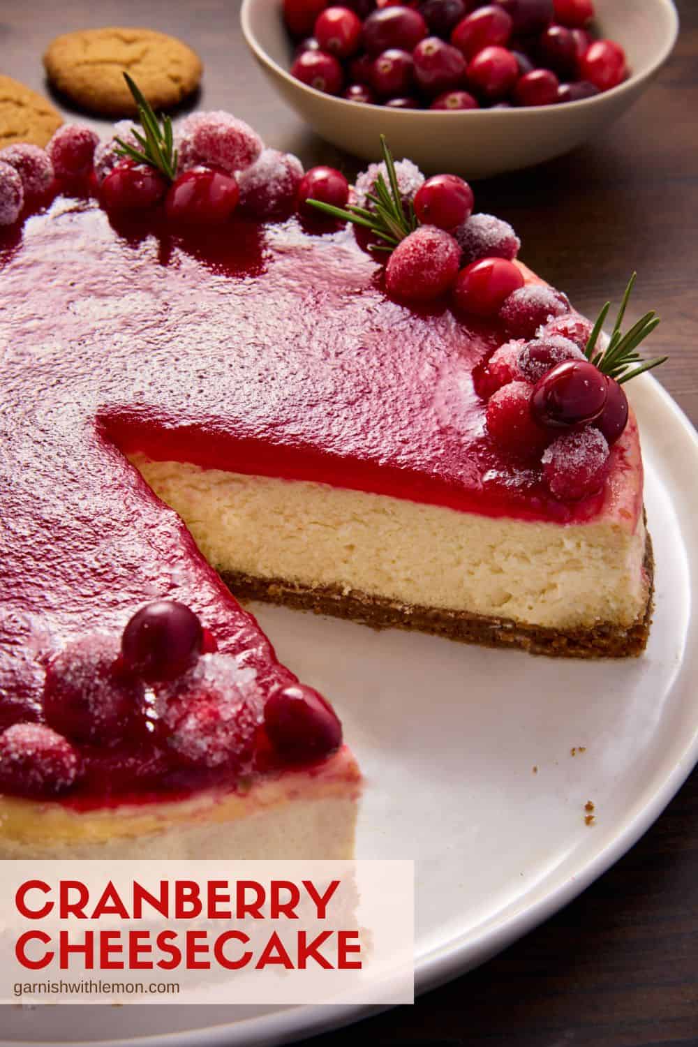 Cranberry Cheesecake - Garnish with Lemon