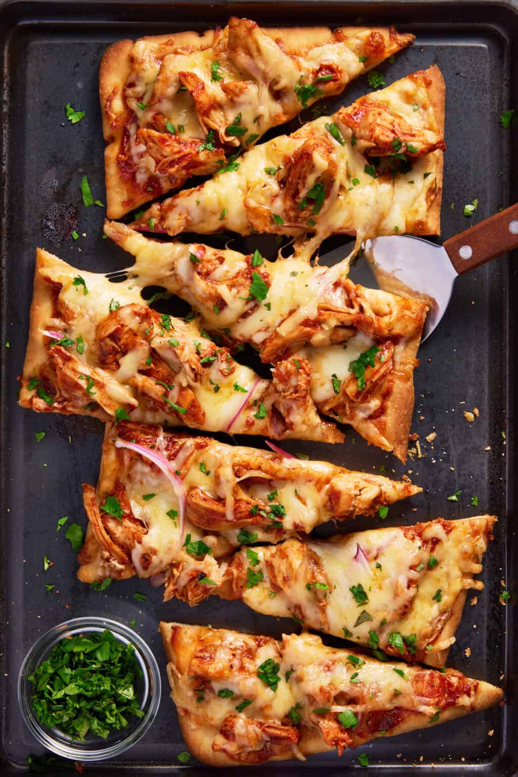 BBQ Chicken Flatbread - Garnish with Lemon