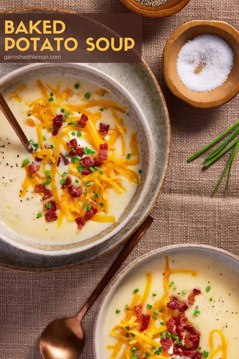 Creamy Baked Potato Soup - Garnish with Lemon