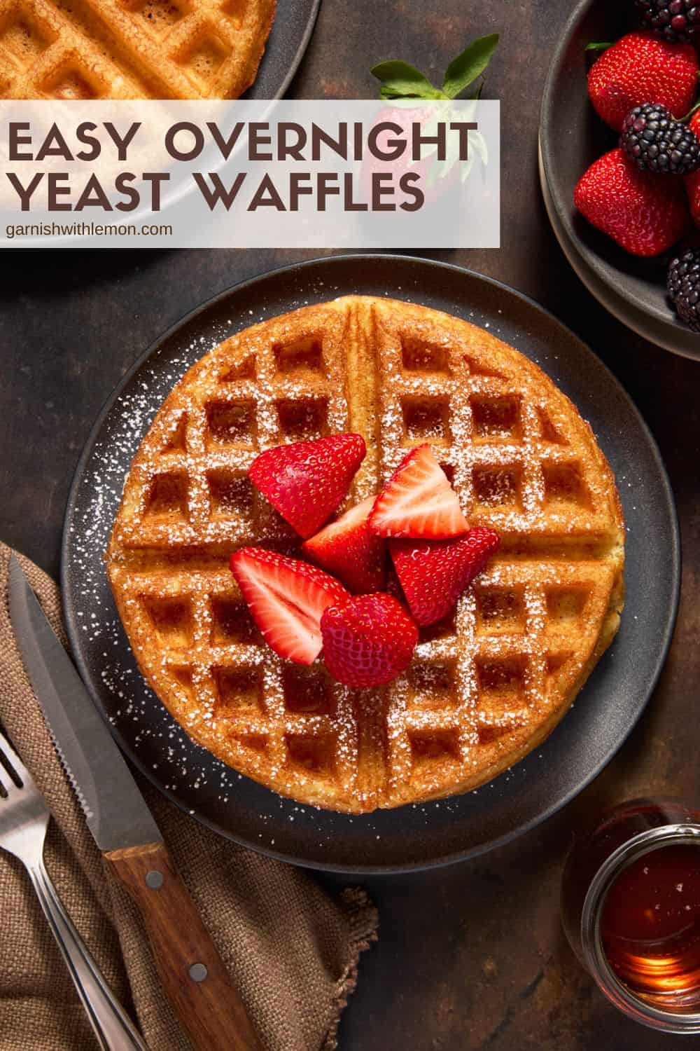 Light and Crispy Overnight Yeast Waffles - Garnish with Lemon