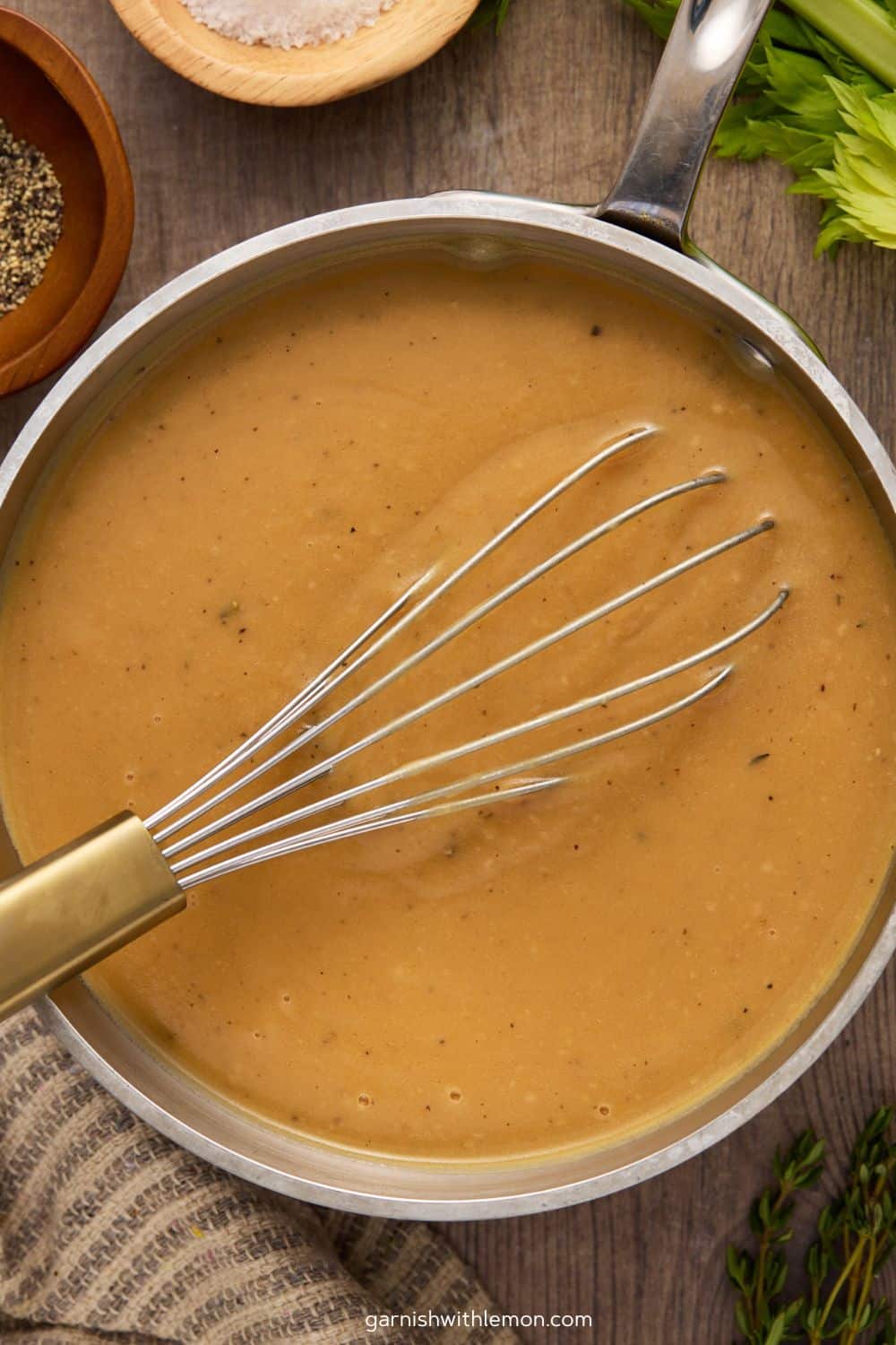 Make-Ahead Turkey Gravy - Garnish with Lemon