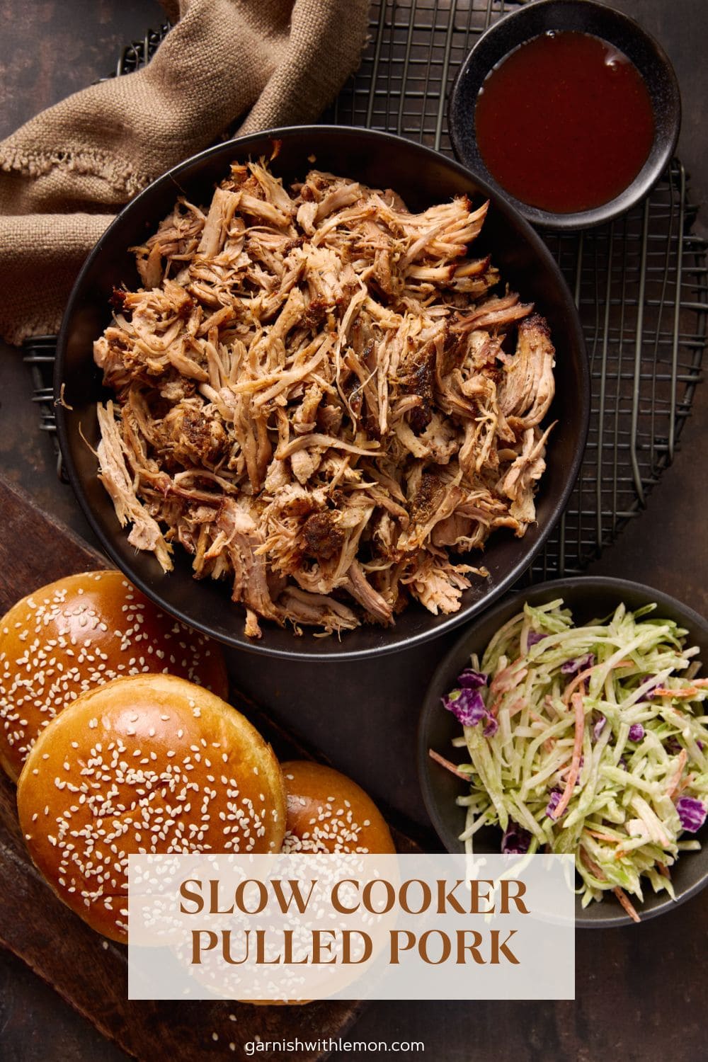 Slow Cooker Pulled Pork - Garnish with Lemon